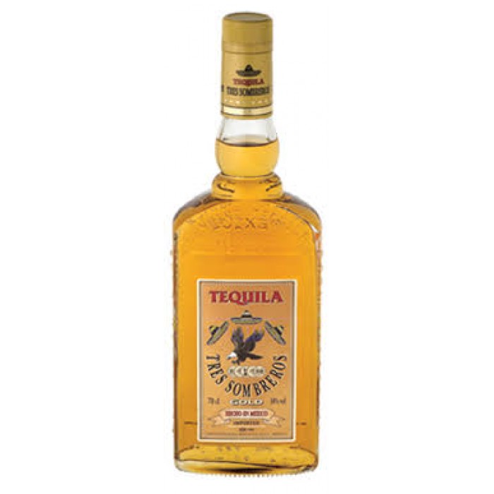 TRES SOMBREROS TEQUILA GOLD 70CL